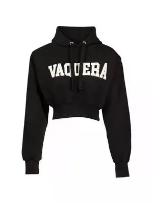Vaquera Logo-print Shoulder-pad Hoodie - Black