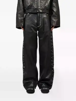 EARTHLING COLLECTIVE Stud-embellished Leather Trousers