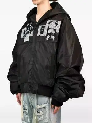 RRR123 Mentalists Patch-detail Hooded Bomber Jacket