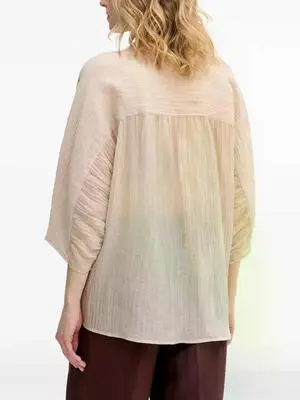 Sisley Crinkled-effect Button-up Blouse - Neutrals