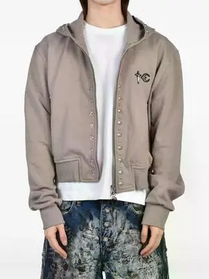 THUG CLUB Stud-embellished Cropped Hoodie