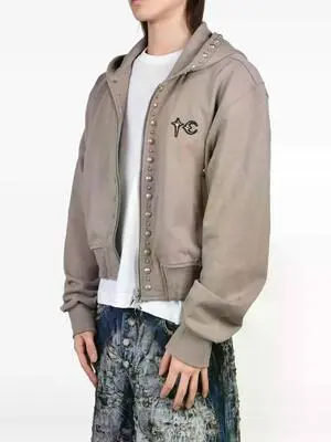 THUG CLUB Stud-embellished Cropped Hoodie
