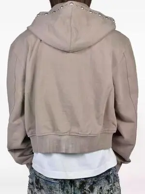 THUG CLUB Stud-embellished Cropped Hoodie