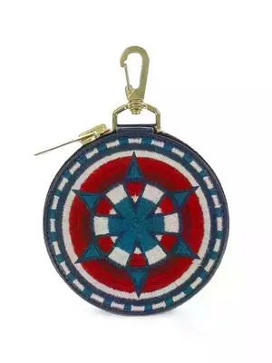 BLACK MEANS Embroidered Leather Coin Case - Blue