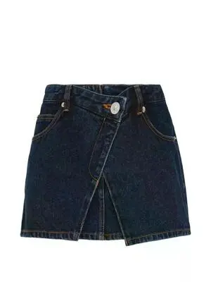 PUSHBUTTON Asymmetric-front Denim Mini Skirt
