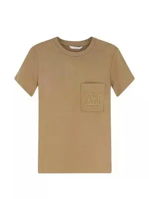 Max Mara Logo-embroidered Pocket-detail Cotton T-shirt - Brown