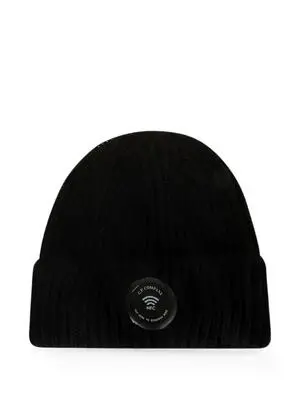C.P. COMPANY Lens-detail Ribbed-knit Beanie Hat - Black