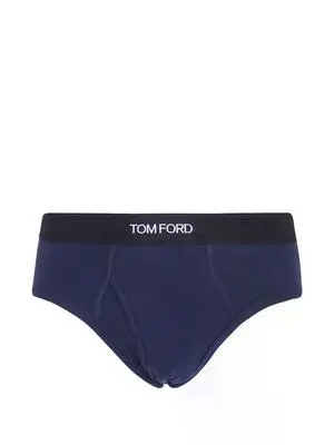 TOM FORD Logo-waistband Cotton Briefs - Blue