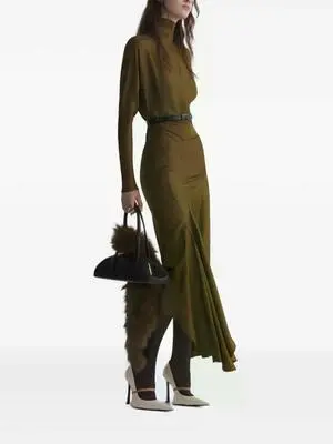 MUGLER Mock Neck Bat Sleeves Top - Green