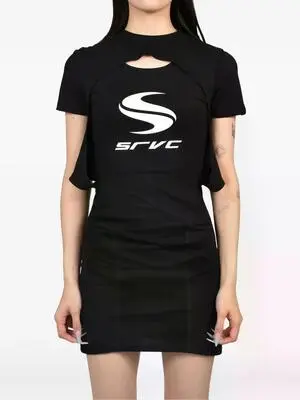 SRVC STUDIO Logo-print Cut-out Mini Dress