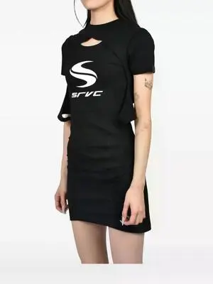 SRVC STUDIO Logo-print Cut-out Mini Dress
