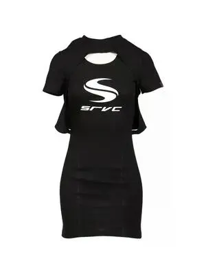SRVC STUDIO Logo-print Cut-out Mini Dress
