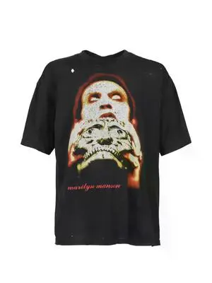 EARTHLING COLLECTIVE Graphic-print Distressed T-shirt