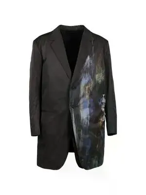 Yohji Yamamoto Graphic-print Reversible Blazer - Black