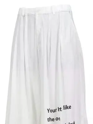 Yohji Yamamoto Message-print Pleated Shorts - White