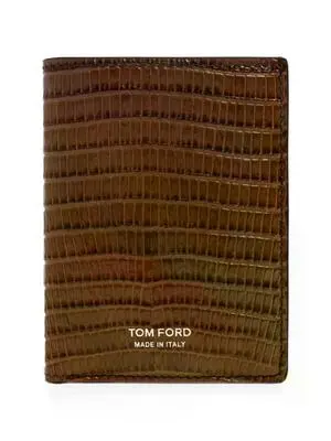 TOM FORD Crocodile-effect Leather Wallet - Brown