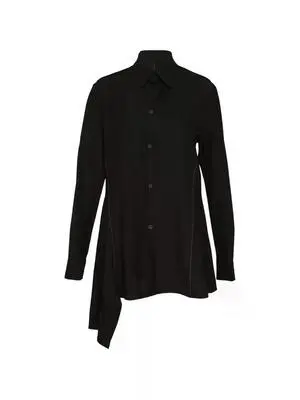 Yohji Yamamoto Asymmetric Contrast-stitch Shirt - Black