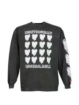 EMOTIONALLY UNAVAILABLE Graphic-print Long-sleeved T-shirt - Black