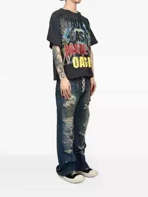 JUN/NAKAYAMA Distressed Wide-leg Jeans