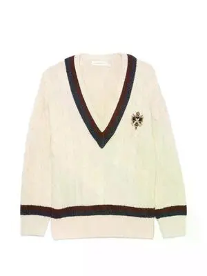 Zimmermann ZIMMERMANN Valiant Cable-Knit V-Neck Sweater Neutrals