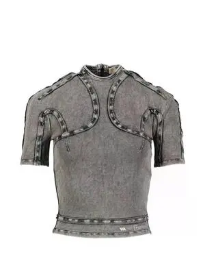 KNWLS Scuba Panelled Cropped Top - Grey