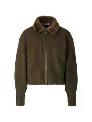 Simkhai Faux-fur Collar Zip-up Cardigan