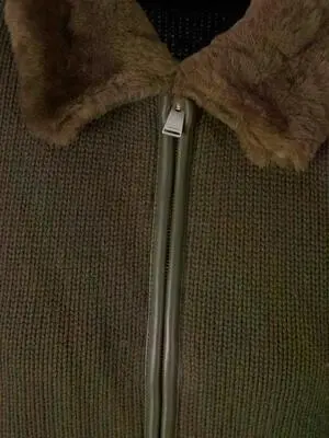 Simkhai Faux-fur Collar Zip-up Cardigan