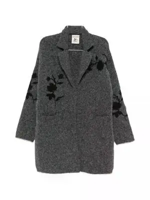 SEMICOUTURE Floral-intarsia Notched-lapels Coat