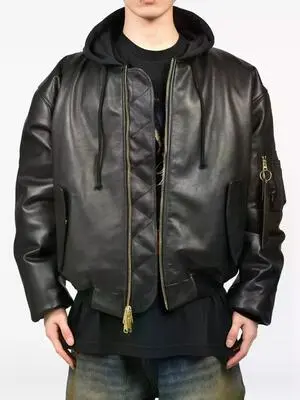 Vetements Hooded Reversible Leather Bomber Jacket