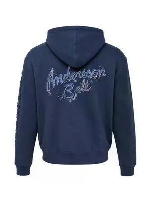 Andersson Bell Patchwork Logo-embroidered Hoodie - Blue