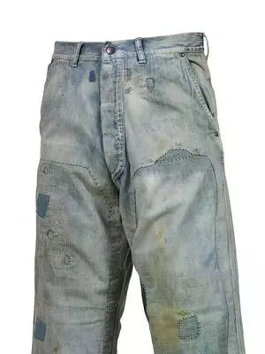 SAINT MXXXXXX Patchwork Distressed Wide-leg Denim