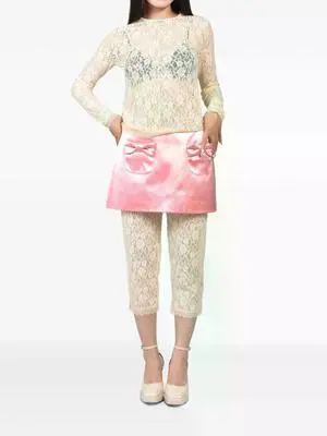 Sandy Liang Bow-embellished Satin Skirt - Pink