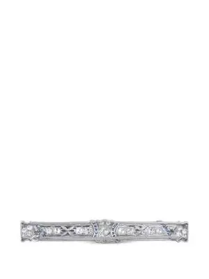 LB EXCLUSIVE Platinum Round-cut Diamond And Princess-cut Sapphire Bar Pin