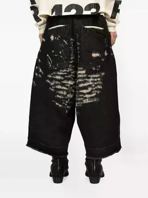 RRR123 Distressed Side-stripe Shorts