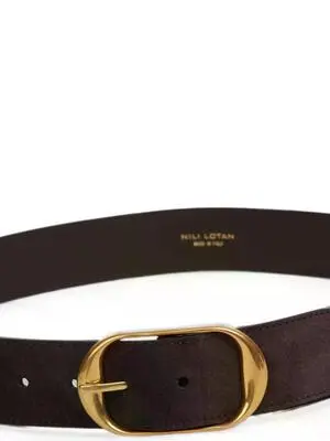 NILI LOTAN Nili Oval-buckle Suede Belt