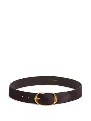 NILI LOTAN Oval-buckle Suede Belt - Brown