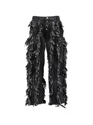 THUG CLUB Angels Fringe-trimmed Jeans - Black