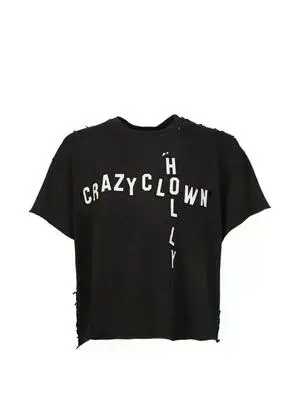 CRAZY CLOWN L.A. Distressed Graphic-print T-shirt - Black
