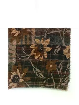 SGOMBERO CANTINE Floral-print Fringed Scarf - Brown