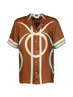 GARCIAS Logo-print Silk Bowling Shirt - Brown