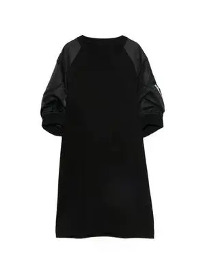 Sacai Satin-sleeve Pocket-detail Midi Dress - Black