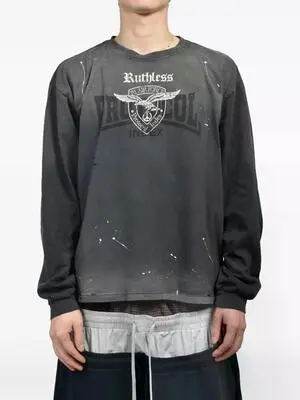 PROTOCOL INDEX Distressed Paint-splatter Sweatshirt - Grey