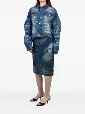 Natasha Zinko Treated Cropped Denim Jacket - Blue