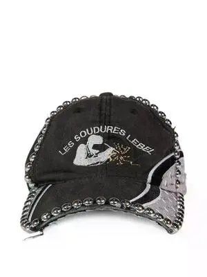 JOSHUA J. Stud-embellished Embroidered Cap - Black
