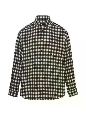 SOLID HOMME Frayed Gingham-check Shirt