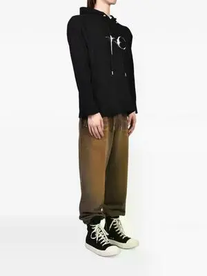 THUG CLUB Waffle-knit Logo-print Hoodie - Black