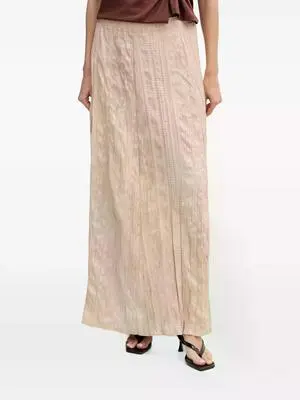 Sisley Crinkled-effect Pleated Maxi Skirt