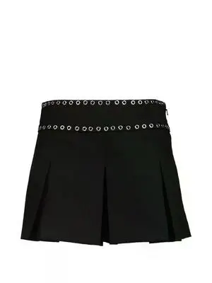 R13 Eyelet-embellished Pleated Mini Skort