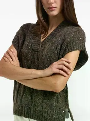 Peserico Sequin-embellished Cable-knit Vest