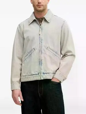 Sisley Acid-wash Zip-up Denim Jacket